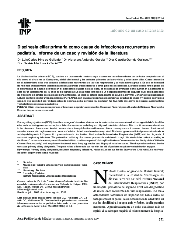 (PDF) Discinesia ciliar primaria como causa de infecciones recurrentes ...