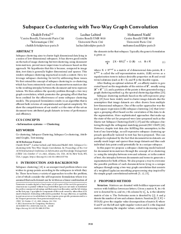 (PDF) Subspace Co-clustering with Two-Way Graph Convolution