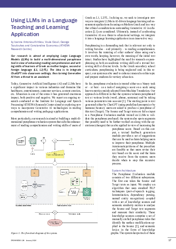 (PDF) using LLMs in a Language Teaching and Learning Application