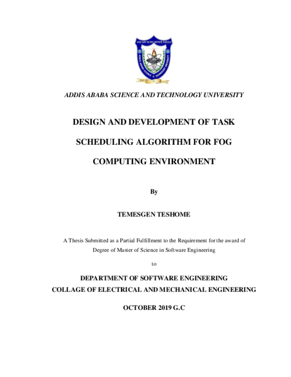 (PDF) Design and Development of Task Scheduling Algorithm for Fog Computing Environment
