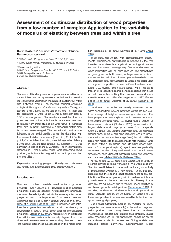 (PDF) Assessment of continuous distribution of wood properties from a ...