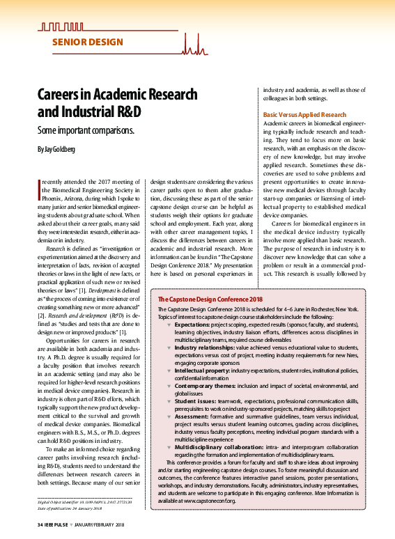 (PDF) Careers in Academic Research and Industrial R&D: Some Important ...