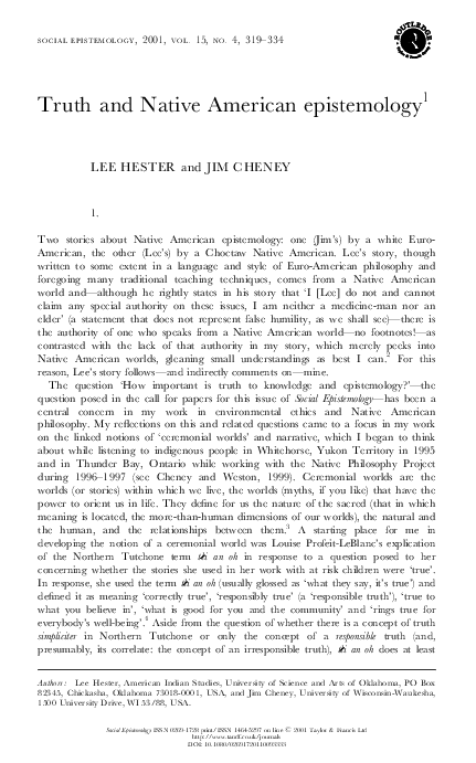 (PDF) Truth and Native American epistemology