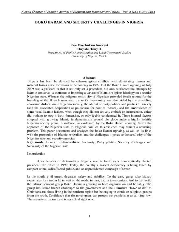 (PDF) Boko Haram and Security Challenges in Nigeria