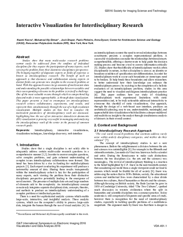 (PDF) Interactive Visualization for Interdisciplinary Research