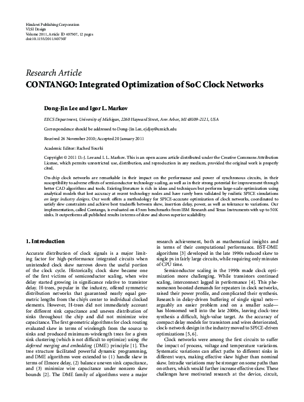(PDF) CONTANGO: Integrated Optimization of SoC Clock Networks
