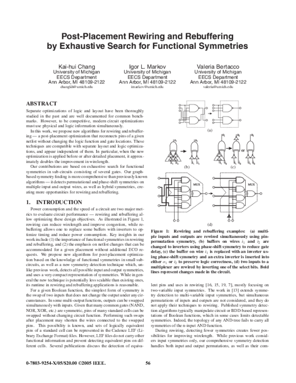 (PDF) Post-placement rewiring and rebuffering by exhaustive search for functional symmetries