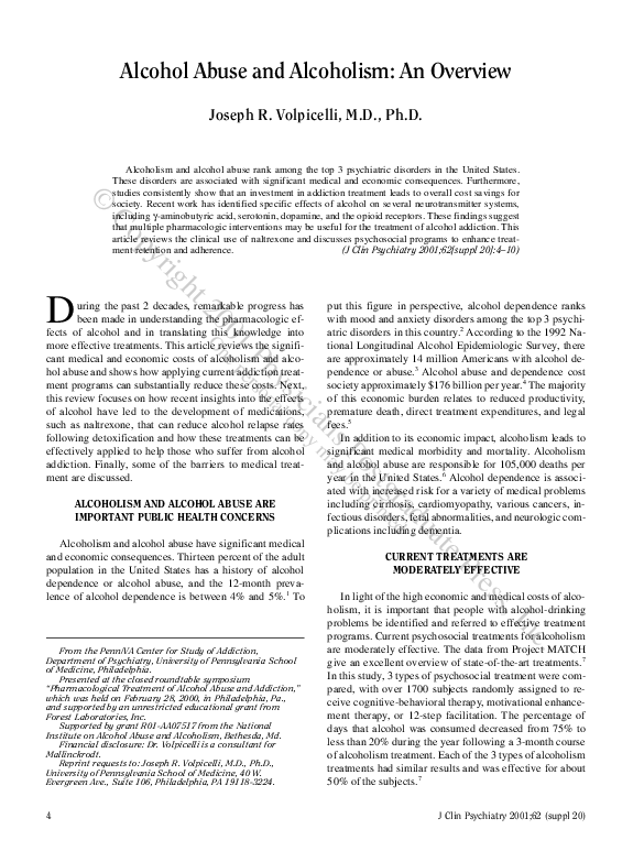 (PDF) Alcohol abuse and alcoholism: an overview