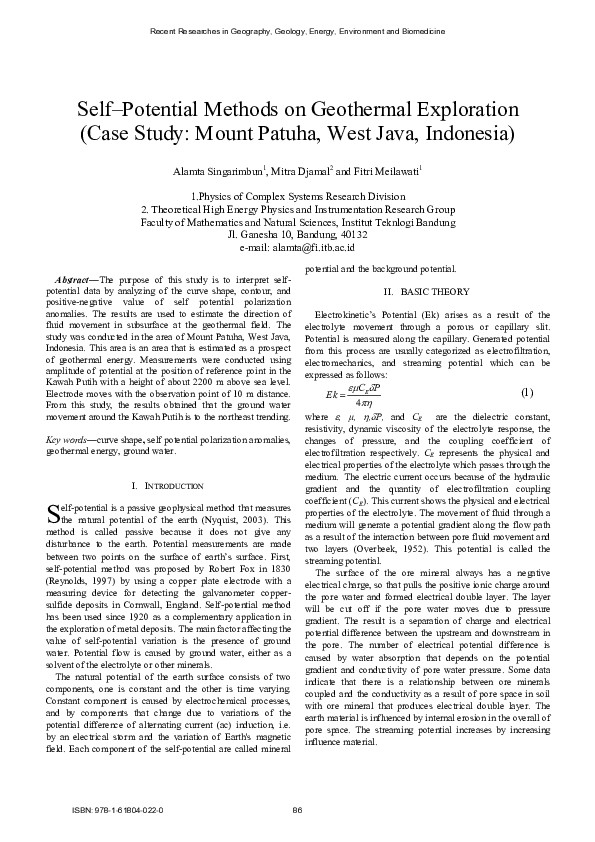 (PDF) Self Potential Methods on Geothermal Exploration (Case Study ...