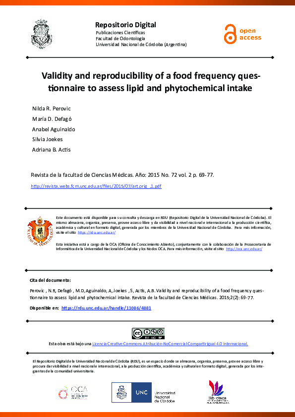 (PDF) Validity and reproducibility of food frequency questionnaire to ...
