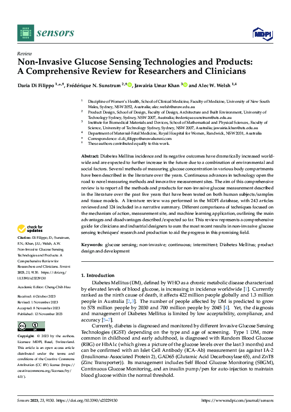 (PDF) Non-Invasive Glucose Sensing Technologies and Products: A ...