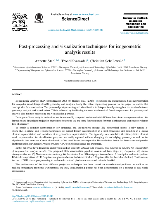 (PDF) Post-processing and visualization techniques for isogeometric analysis results