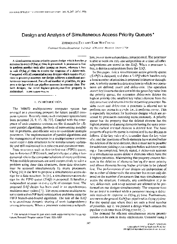 (PDF) Design and analysis of simultaneous access priority queues