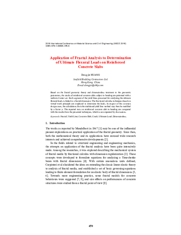 (PDF) Application of Fractal Analysis to Determination of Ultimate Flexural Loads on Reinforced ...