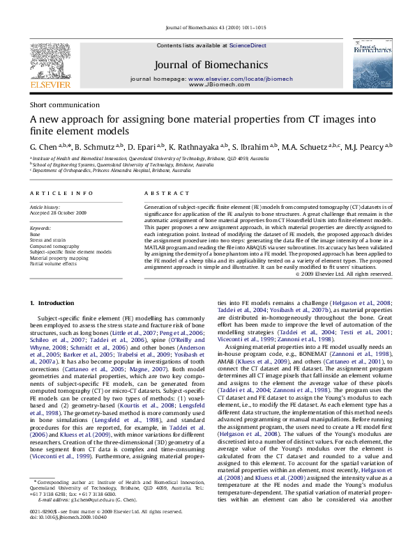 (PDF) A new approach for assigning bone material properties from CT images into finite element ...