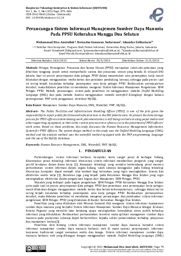 (PDF) Perancangan Sistem Informasi Manajemen Sumber Daya Manusia Pada PPSU Kelurahan Mangga Dua ...