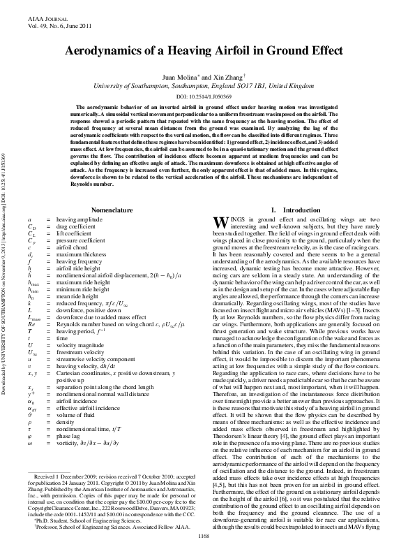 (PDF) Aerodynamics of a Heaving Airfoil in Ground Effect