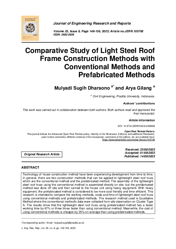 (PDF) Comparative Study of Light Steel Roof Frame Construction Methods ...