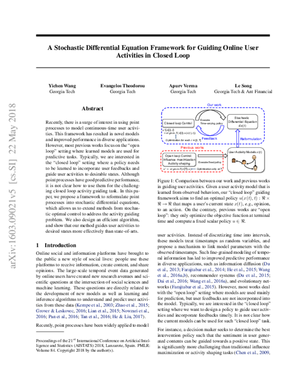 Pdf A Stochastic Differential Equation Framework For Guiding Online User Activities In Closed Loop