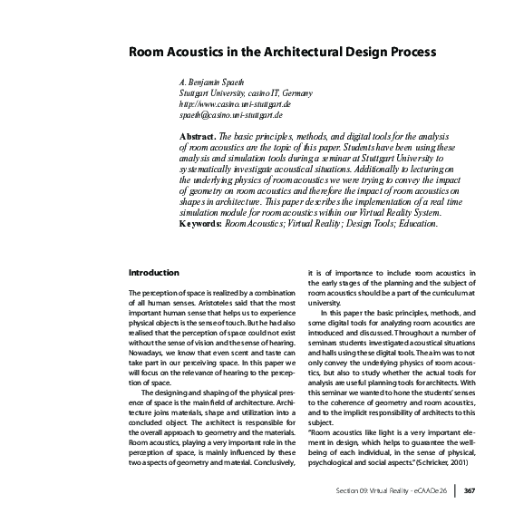 (PDF) Room Acoustics in the Architectural Design Process