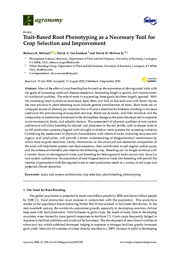 (PDF) Trait-Based Root Phenotyping as a Necessary Tool for Crop ...