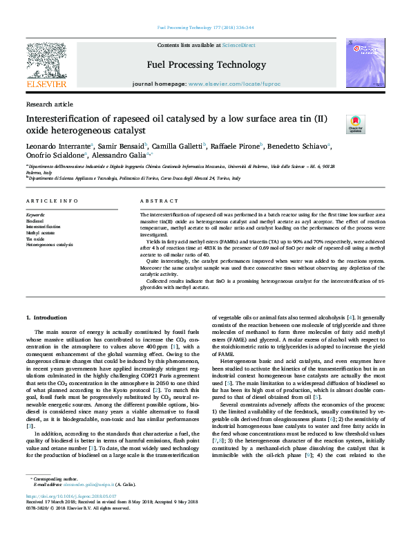 (PDF) Interesterification of rapeseed oil catalysed by a low surface ...