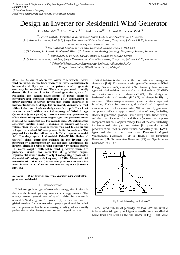 (PDF) Design an Inverter for Residential Wind Generator