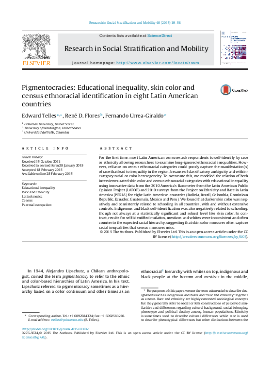 (PDF) Pigmentocracies: Educational inequality, skin color and census ...