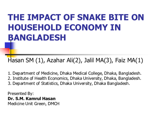 (PDF) The impact of snake bite on household economy in Bangladesh