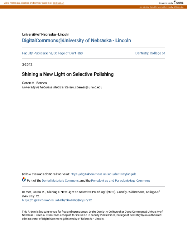 (PDF) Shining a new light on selective polishing