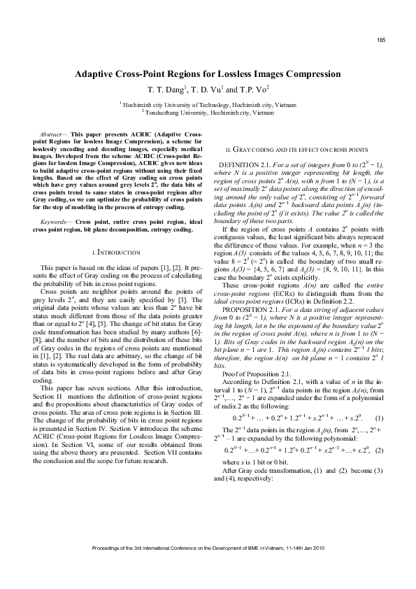 (PDF) Adaptive Cross-Point Regions for Lossless Images Compression