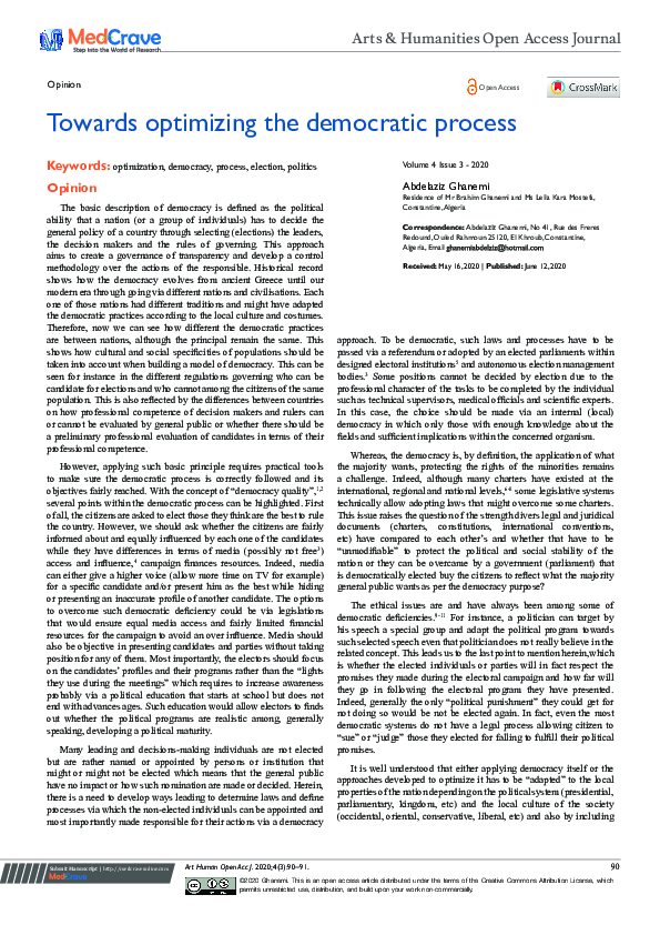 (PDF) Towards optimizing the democratic process