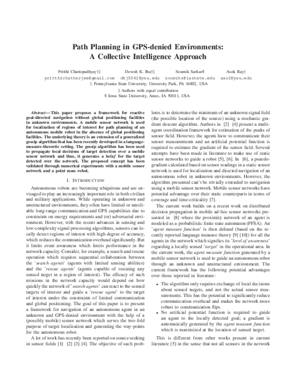 (PDF) Path planning in GPS-denied environments: A collective intelligence approach