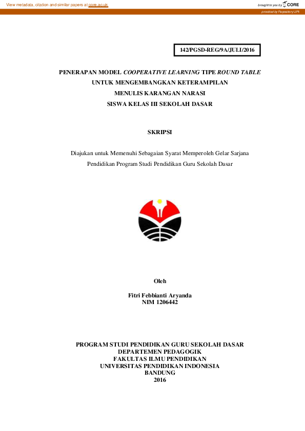 (PDF) Penerapan Model Cooperative Learning Tipe Round Table Untuk Mengembangkan Keterampilan ...