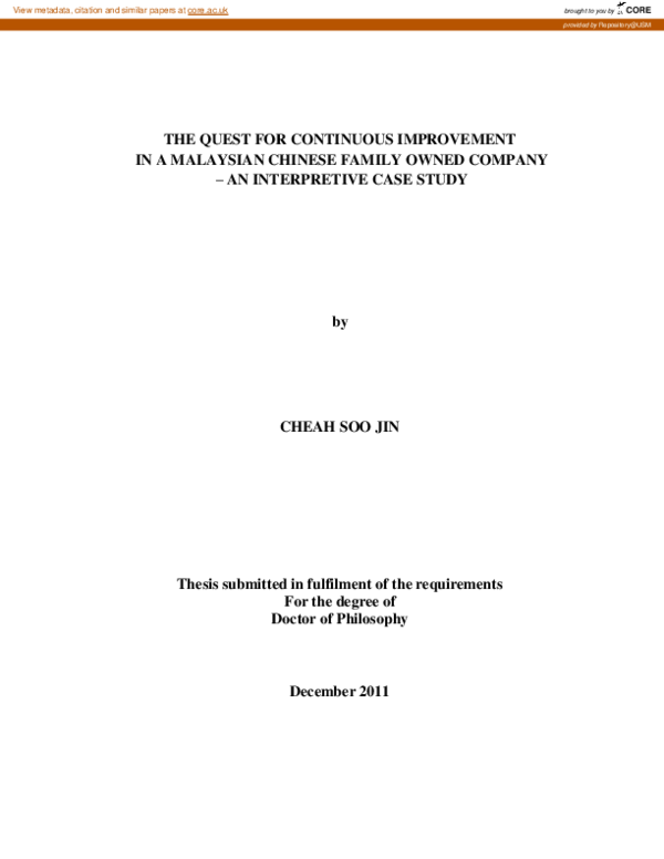 (PDF) The Quest For Continuous Improvement In A Malaysian Chinese ...