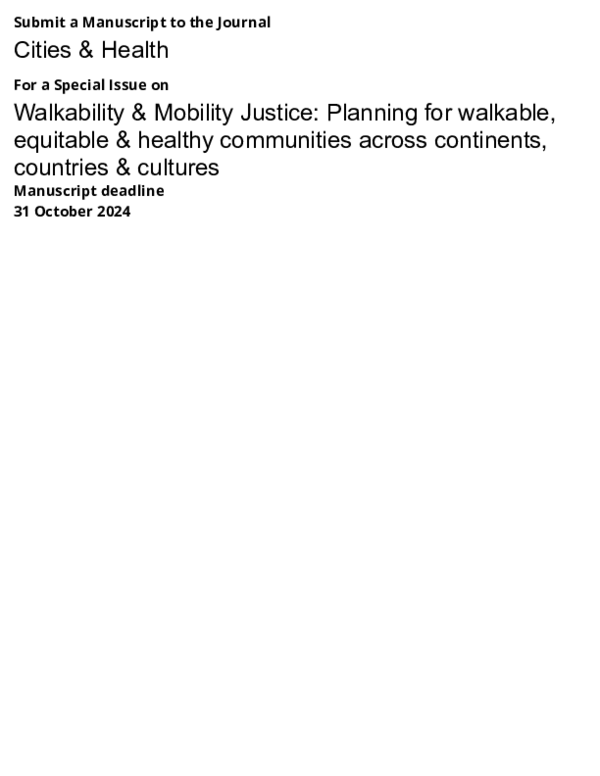 (PDF) Call for submission for the special issue-Walkability & Mobility Justice