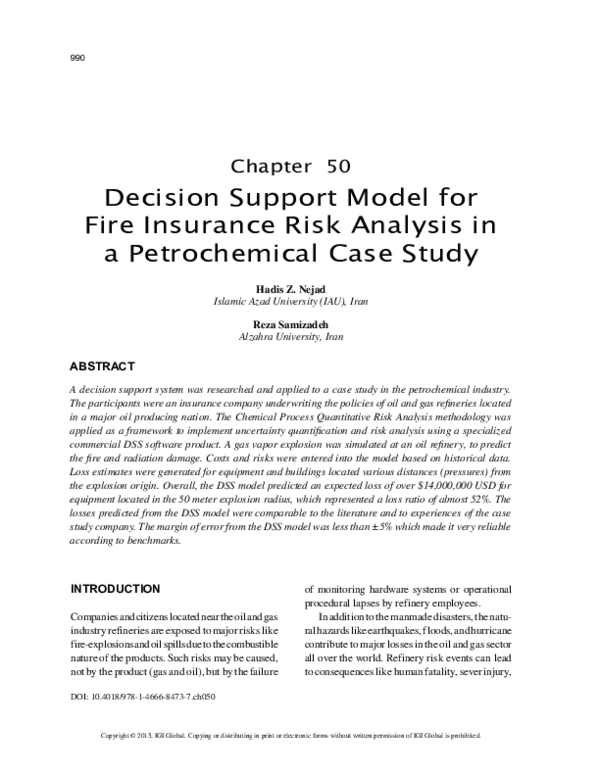 (PDF) Decision Support Model for Fire Insurance Risk Analysis in a ...
