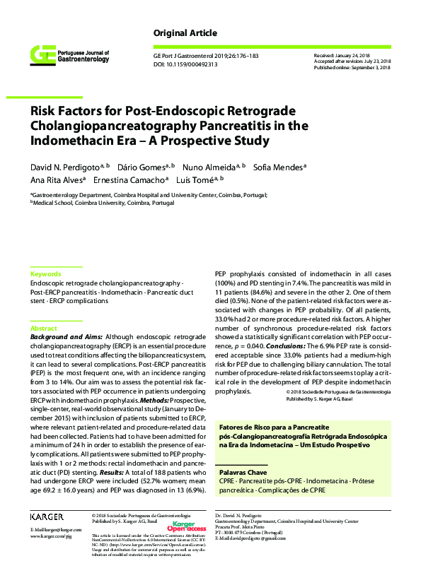 (PDF) Risk Factors for Post-Endoscopic Retrograde Cholangiopancreatography Pancreatitis in the ...