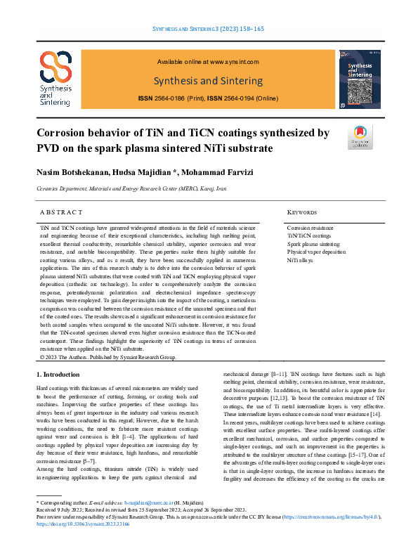 (PDF) Corrosion behavior of TiN and TiCN coatings synthesized by PVD on ...