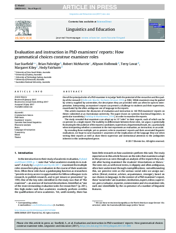 (PDF) Evaluation and instruction in PhD examiners’ reports: How ...