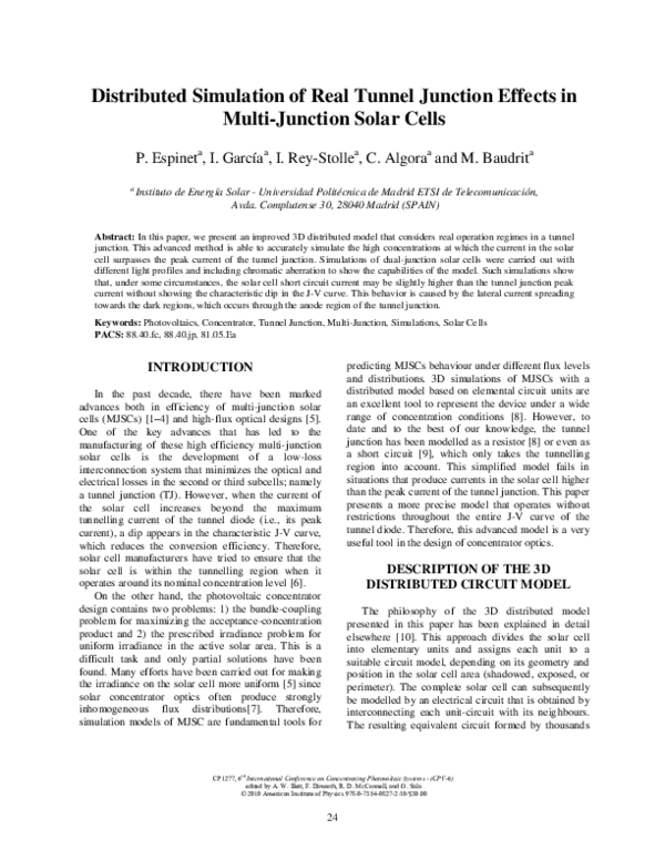 (PDF) Distributed Simulation of Real Tunnel Junction Effects in Multi-Junction Solar Cells
