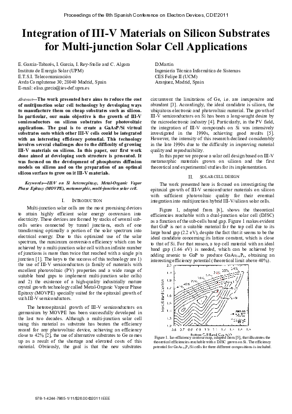 (PDF) Integration of III-V materials on silicon substrates for multi ...