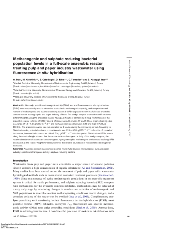 (PDF) Methanogenic and sulphate reducing bacterial population levels in a full-scale anaerobic ...