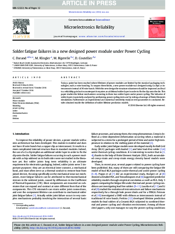 (PDF) Solder fatigue failures in a new designed power module under ...