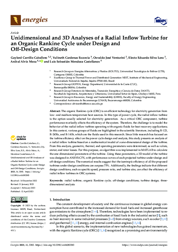 (PDF) Unidimensional and 3D Analyses of a Radial Inflow Turbine for an ...