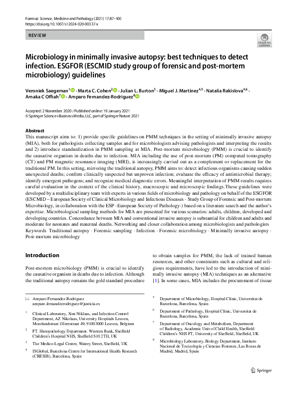 (PDF) Microbiology in minimally invasive autopsy: best techniques to ...