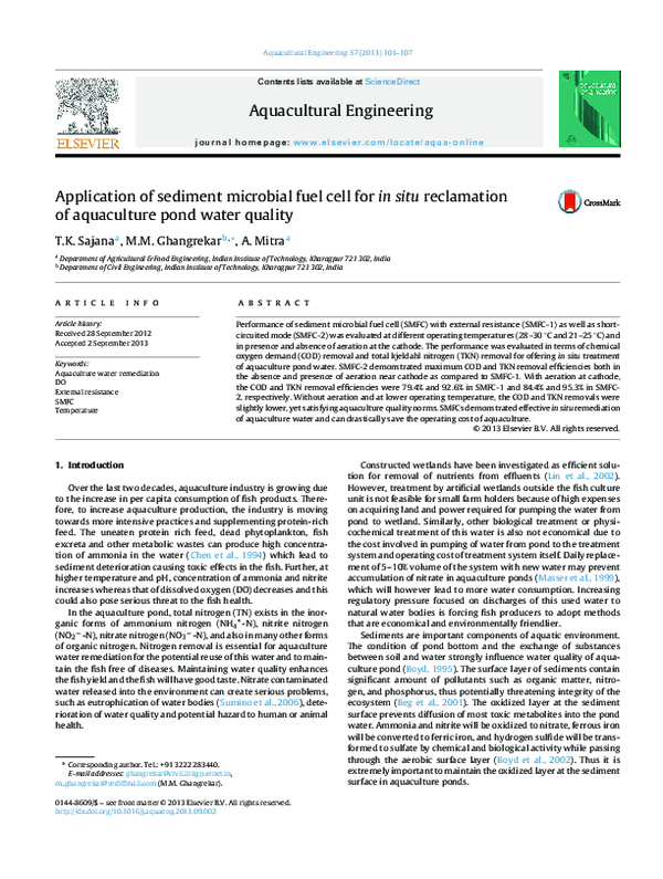(PDF) Application of sediment microbial fuel cell for in situ ...