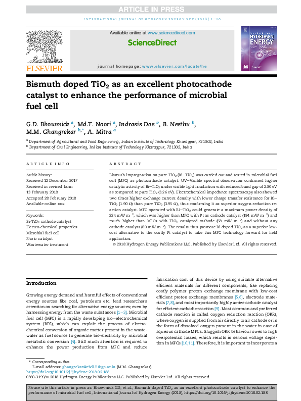 (PDF) Bismuth doped TiO2 as an excellent photocathode catalyst to enhance the performance of ...