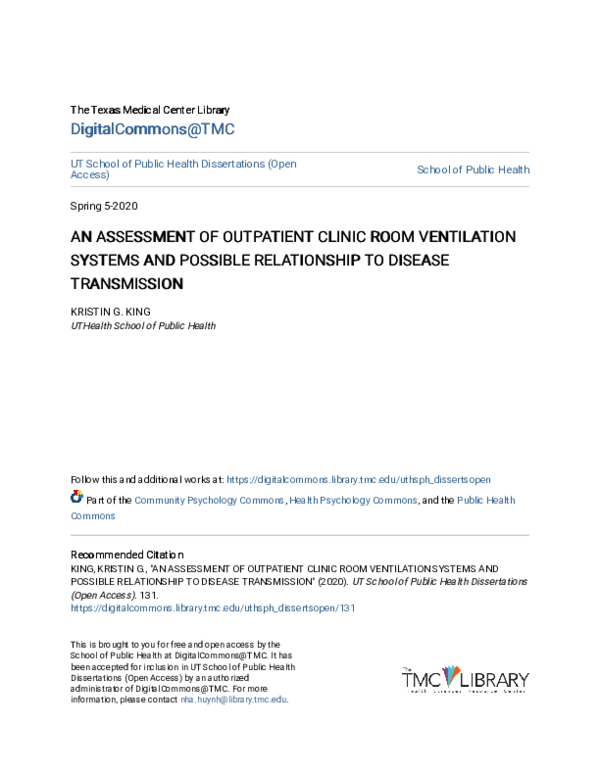 (PDF) An assessment of outpatient clinic room ventilation systems and ...