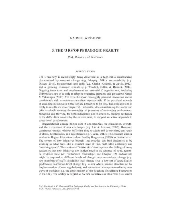 (PDF) Pedagogic Frailty and Resilience in the University